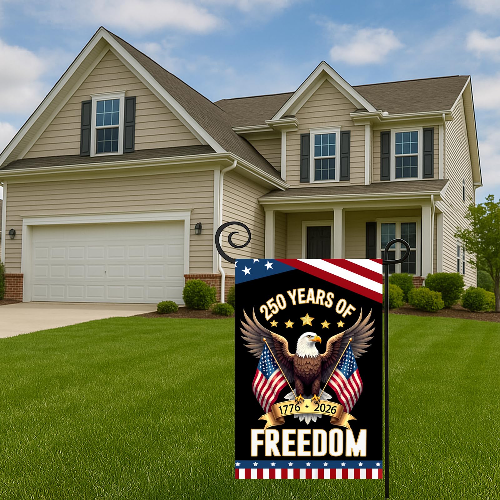 250th Anniversary USA Patriotic Garden Flag - 250 Years of Freedom ...