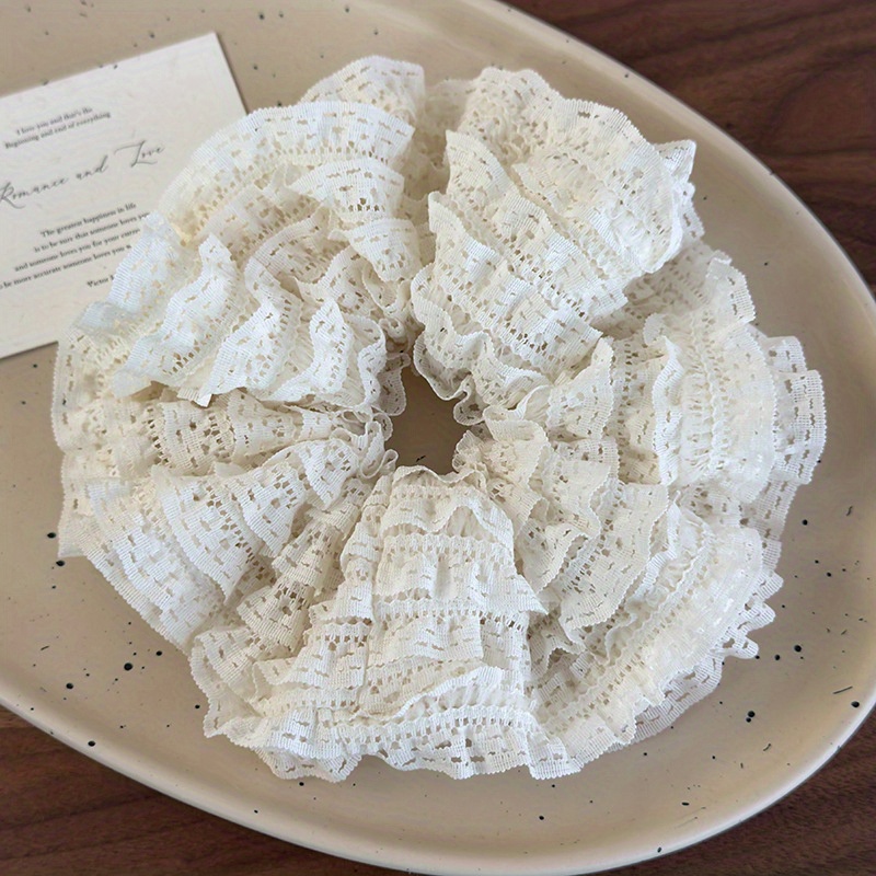 Premium Fluffy Lace-Trimmed Hair Tie, Perfect for Buns and Ponytails ...