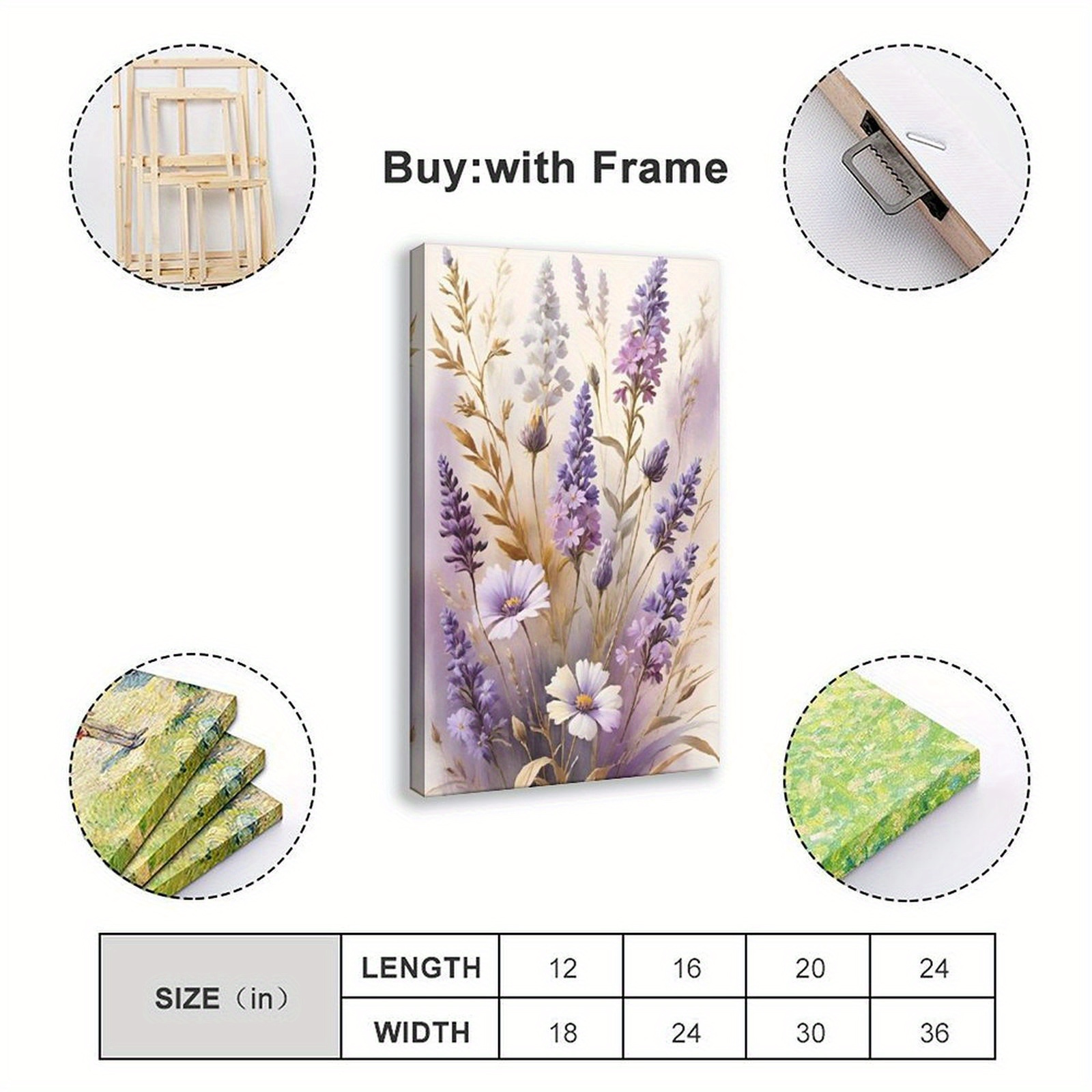 Purple Lavender Abstract Oil Painting Hanging Canvas Print - Temu