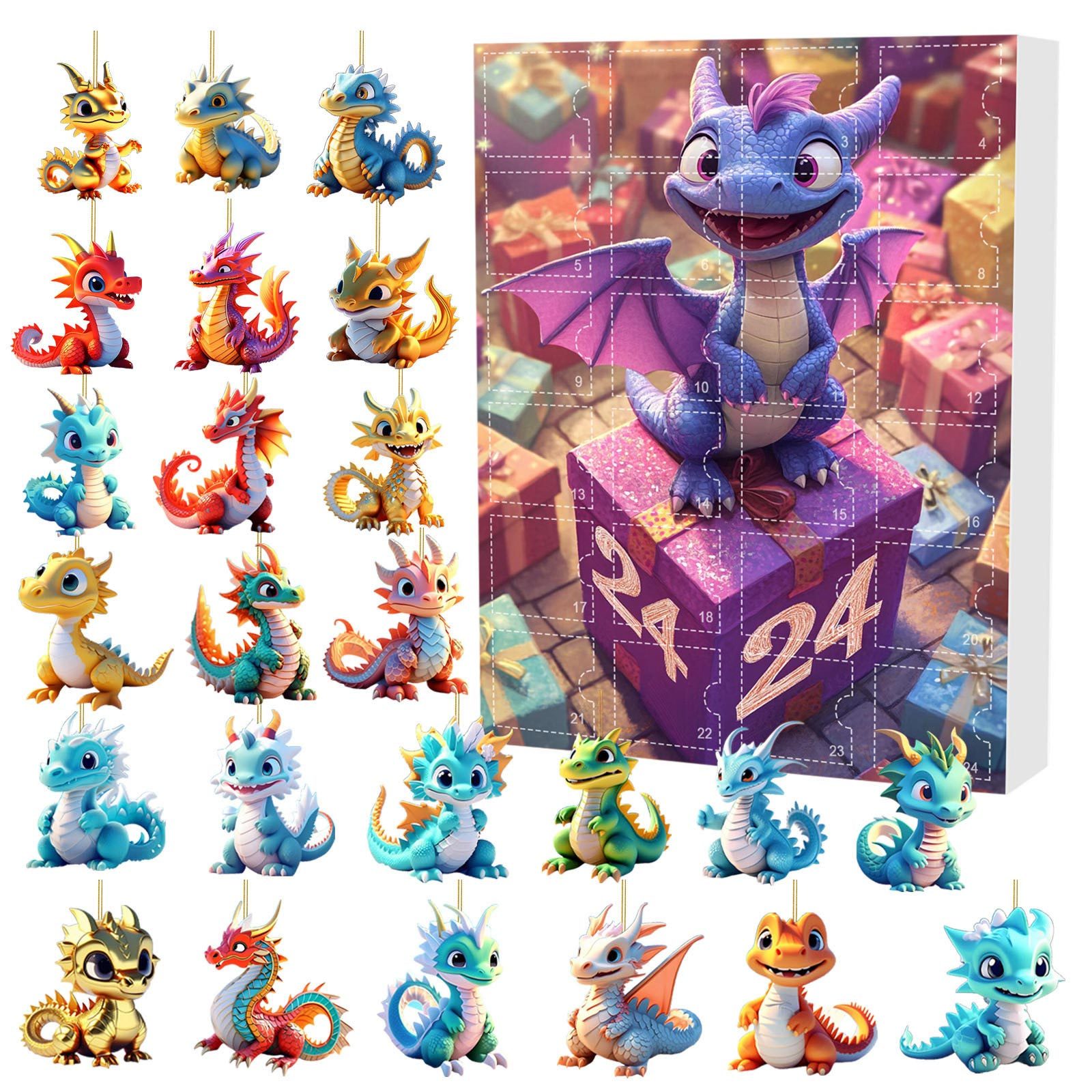 24pcs Set Cute Dragon Advent Calendar with advent calendares - 24 Days ...