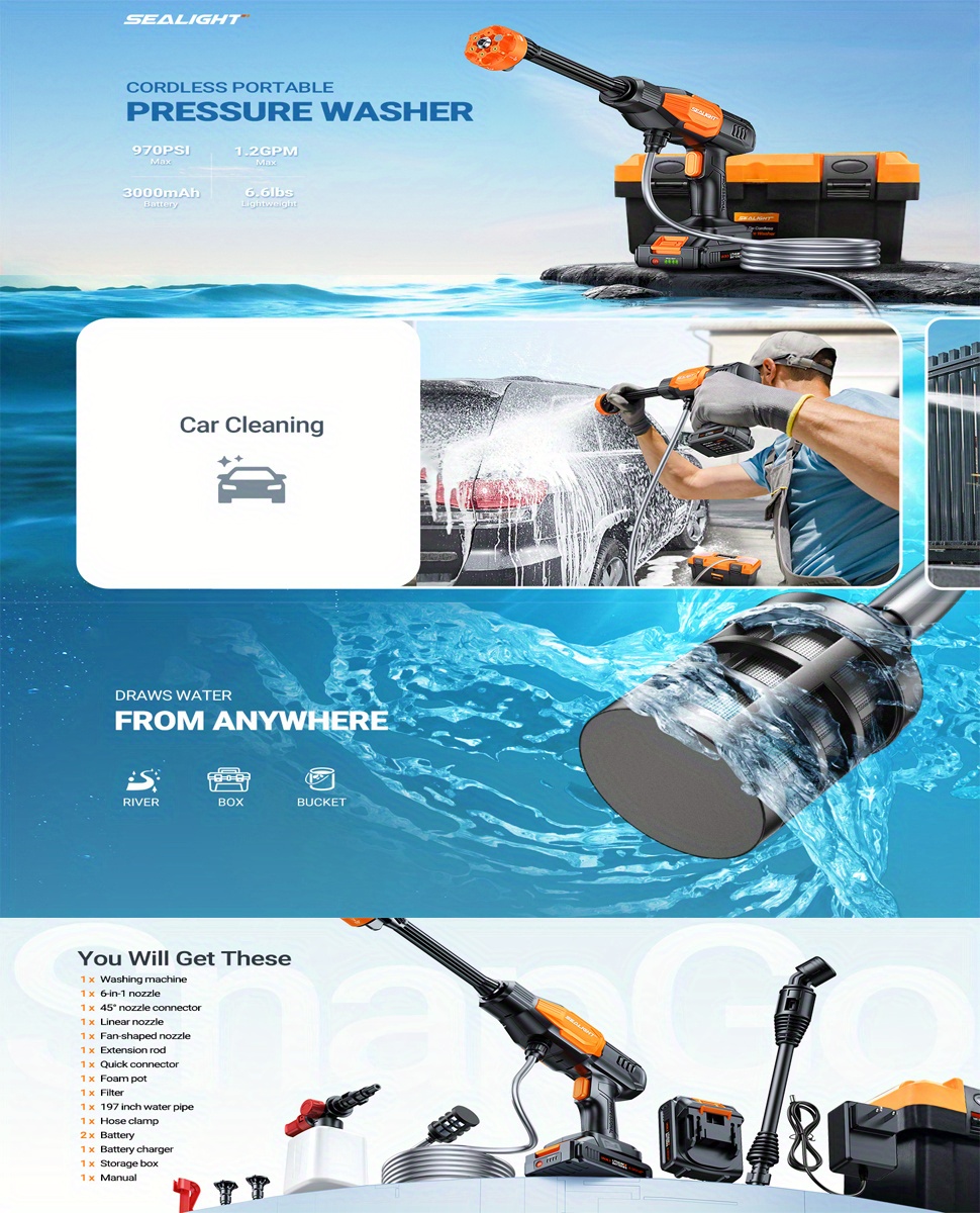 1 cordless pressure washer] electric cordless - Temu