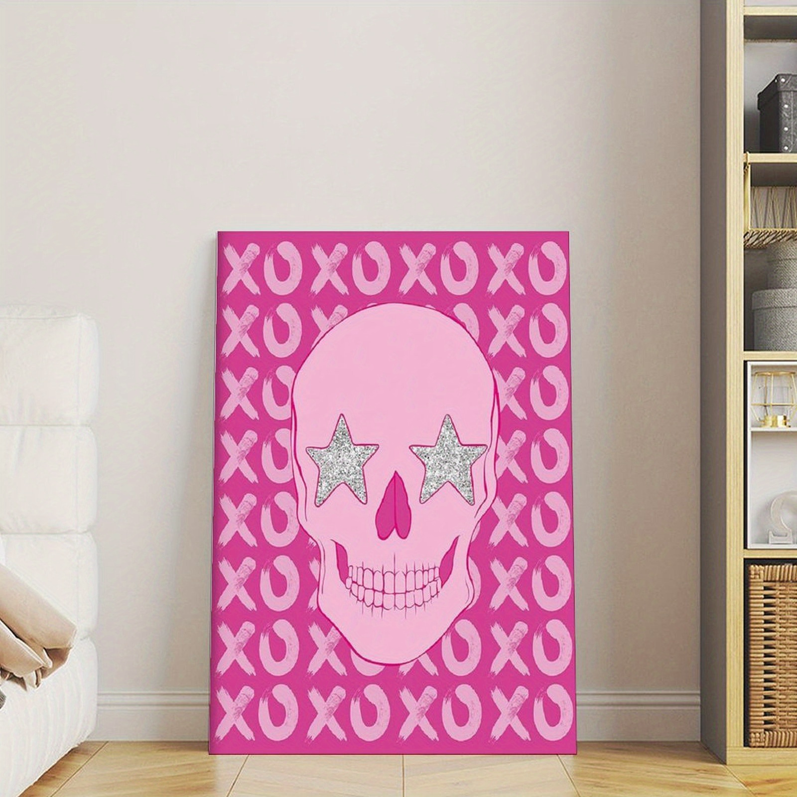 Classic Skull Art Print Canvas Pine Wood Frame - Temu