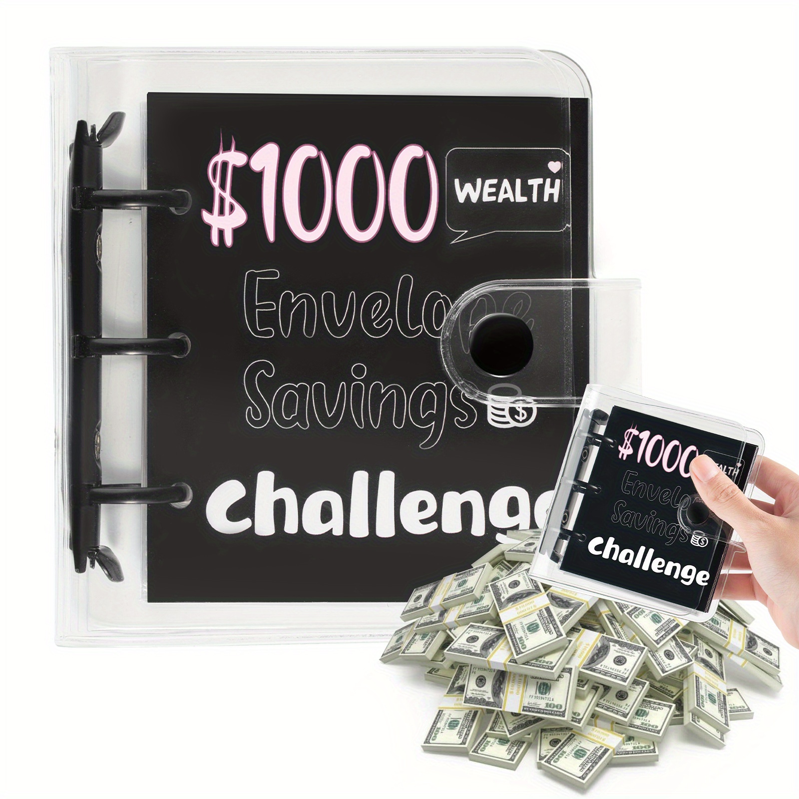 Savings Book $1000 Savings Challenge Binder - Portable Money Saving ...
