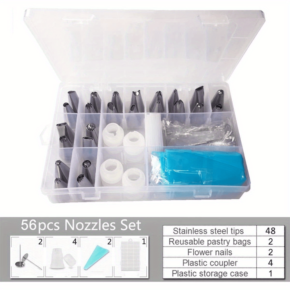 Cake Decorating Kit 48 Metal Icing Tips 2 Reusable Pastry - Temu
