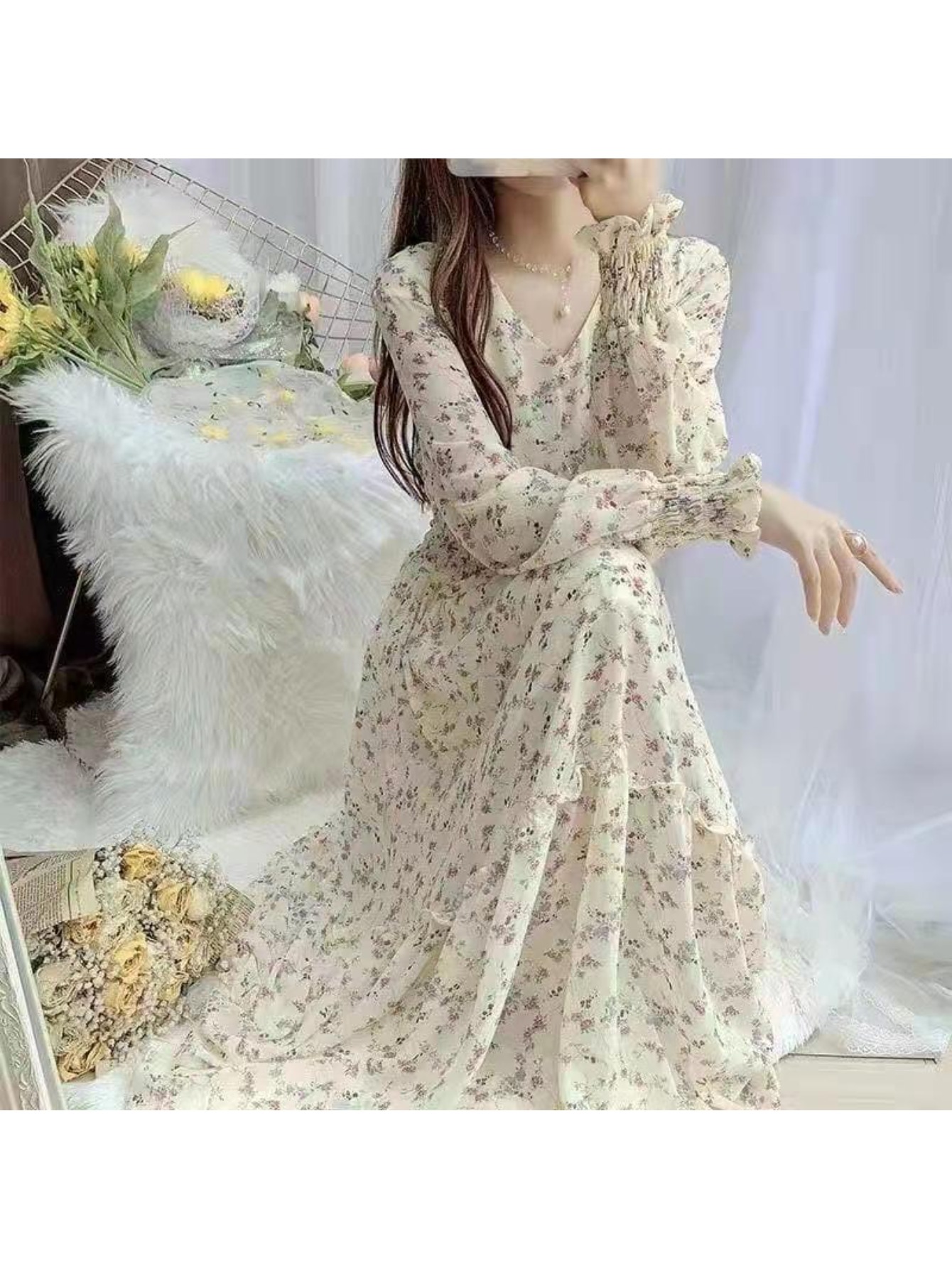 chiffon dresses sold on Temu United States