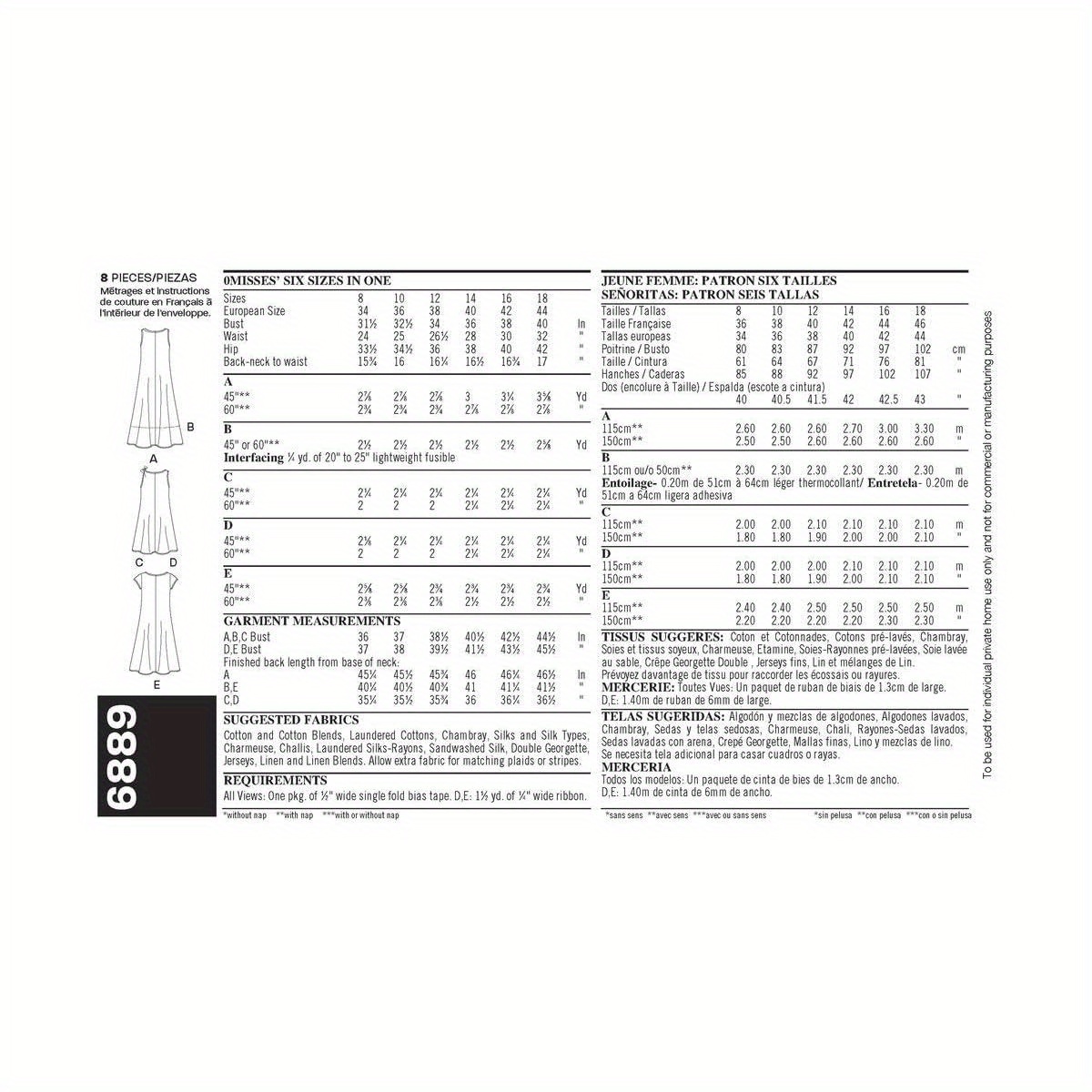 clothing size chart sold on Temu United States