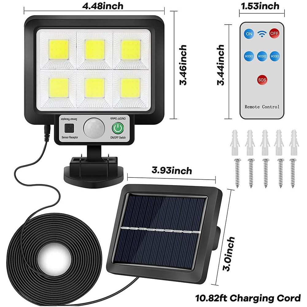 72 cob solar light with pir motion detector outdoor lamp floodlight led ...