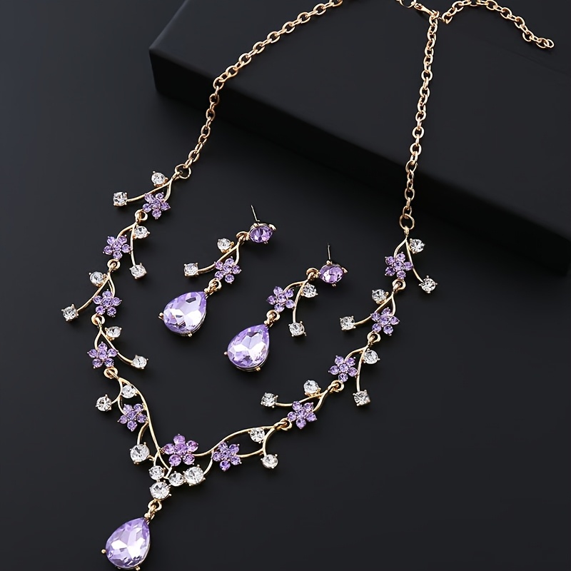 purple jewelry sets sold on Temu United States