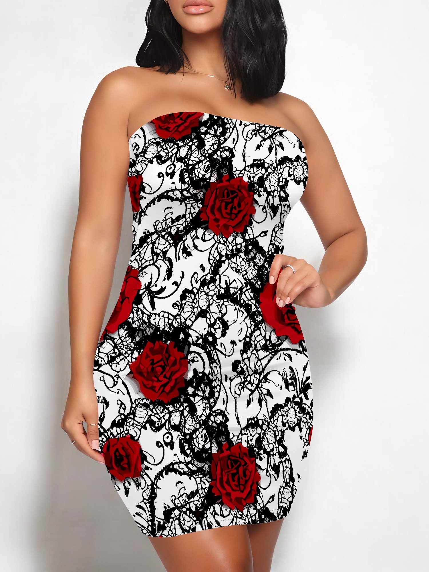 red rose dress sold on Temu United States