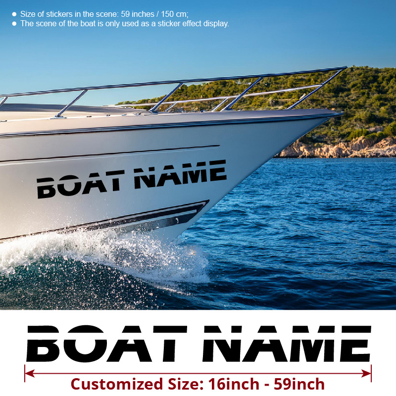 Lettering Decals Boat Name Stickers On High-performance Film (2x Boat ...