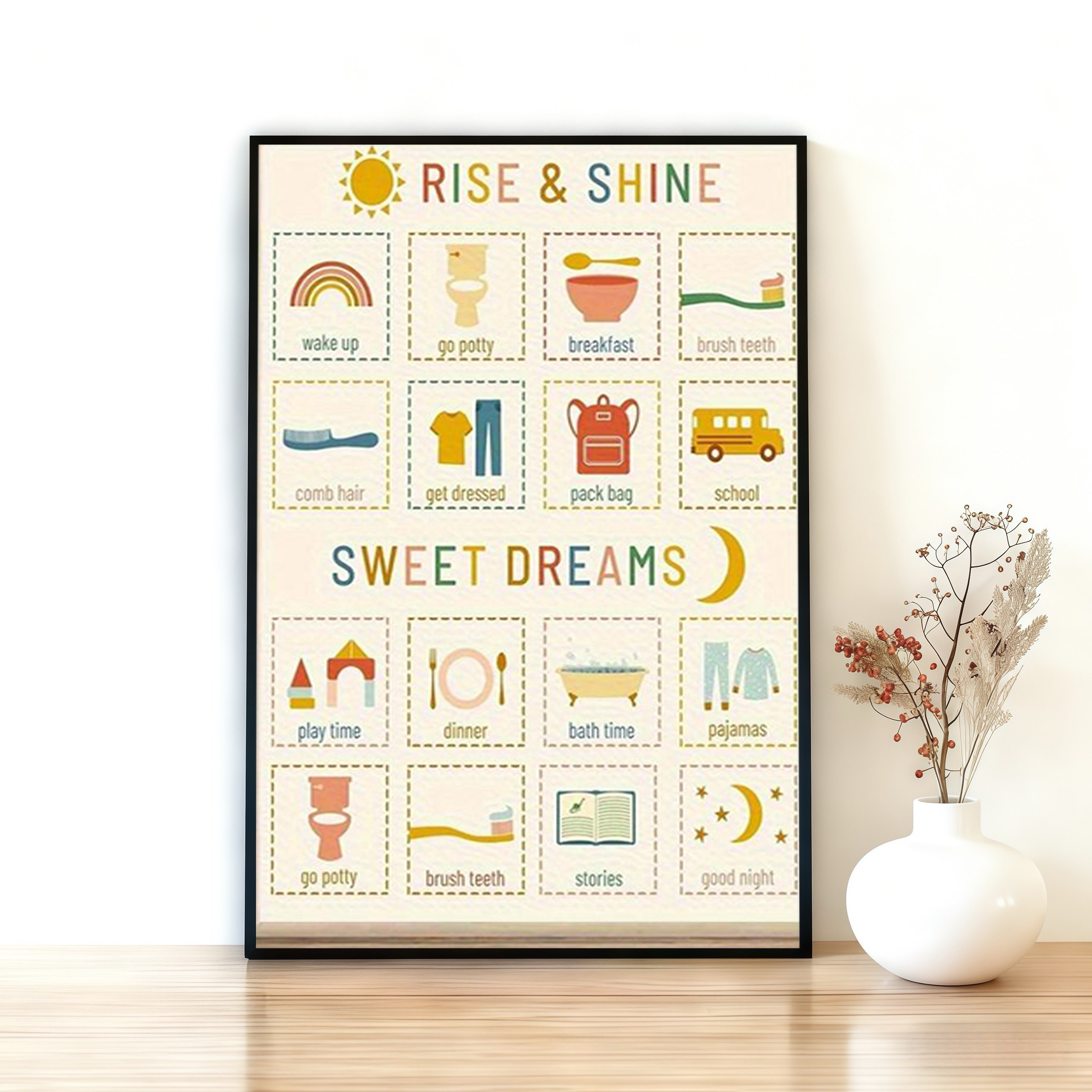Felt Board Routine Chart TEHAUX Foldable Wall Hanging Visual Felt Board ...