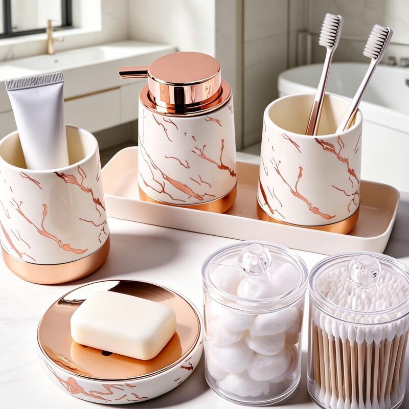 green marble bathroom accessories sold on Temu United States
