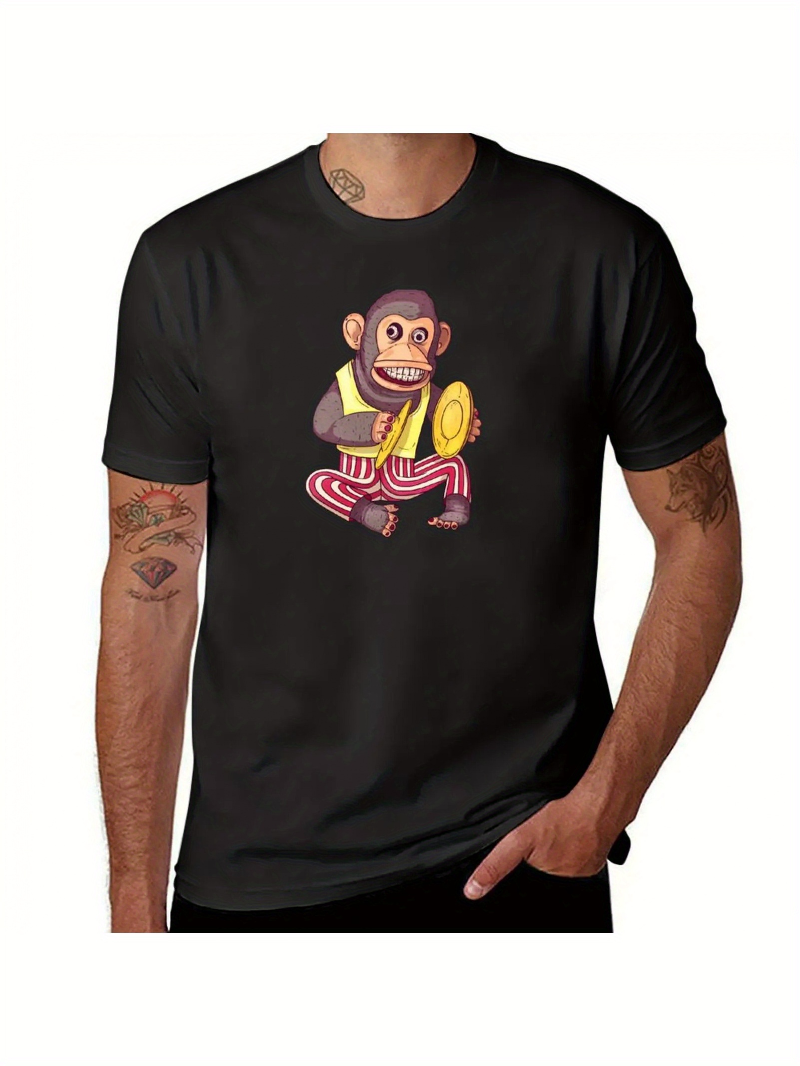 creepy af vintage cymbal banging monkey toy t shirt tees - Temu