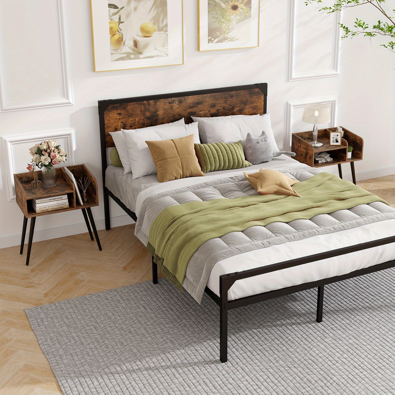 Century Modern Nightstand 2 tier Bedside Table - Temu