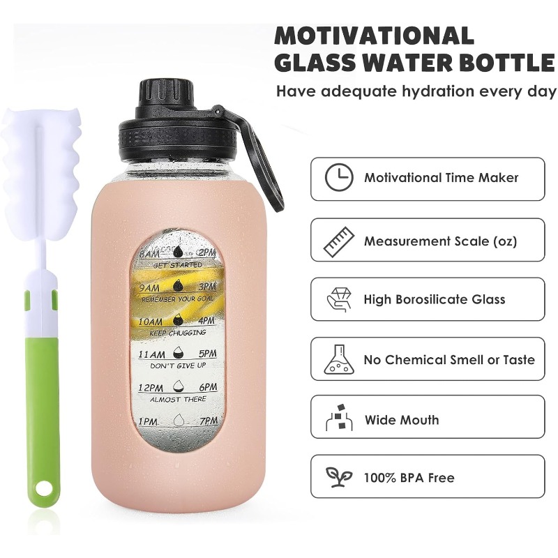 glass water bottle with silicone sleeve sold on Temu United States