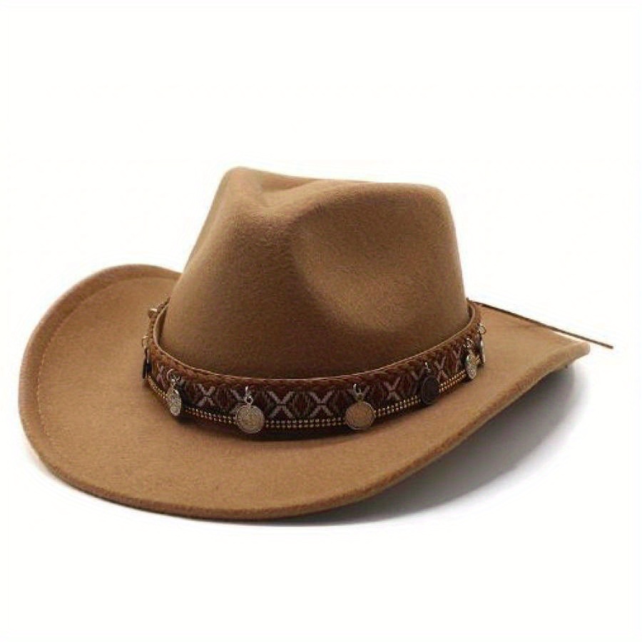 wide brim cowgirl hats vintage hat band western style jazz - Temu