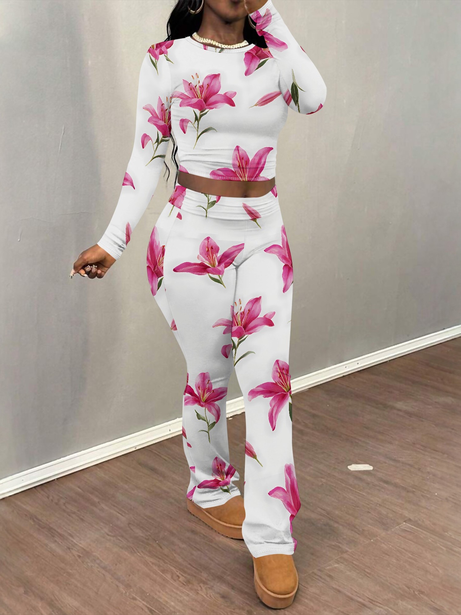 crop top two piece outfits sold on Temu United States