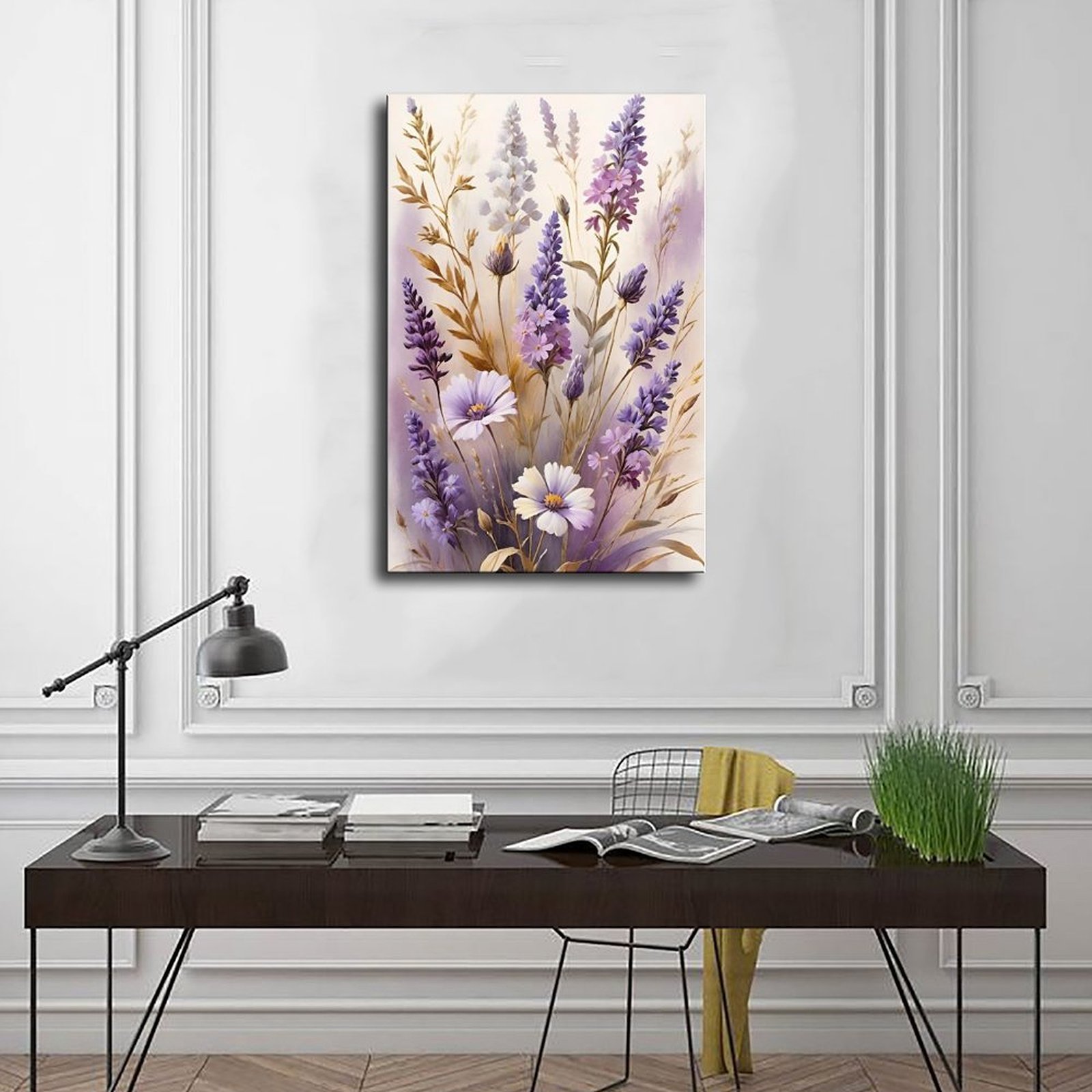 Purple Lavender Abstract Oil Painting Hanging Canvas Print - Temu