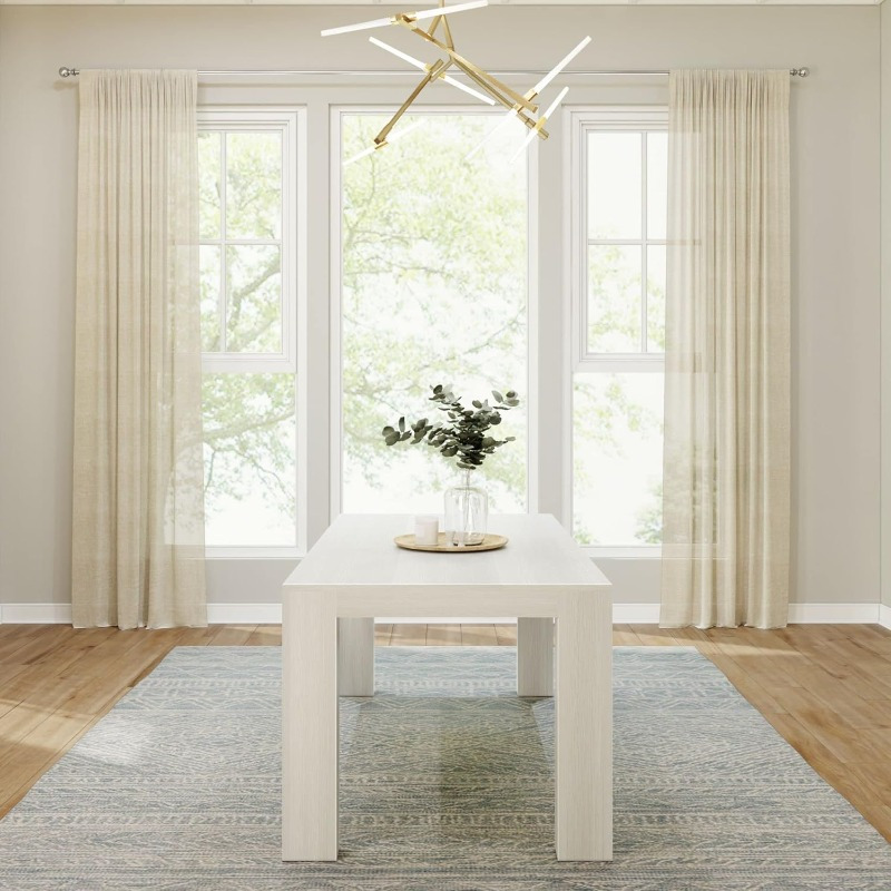 Chic White Wirebrush Solid Wood Dining Table Modern - Temu