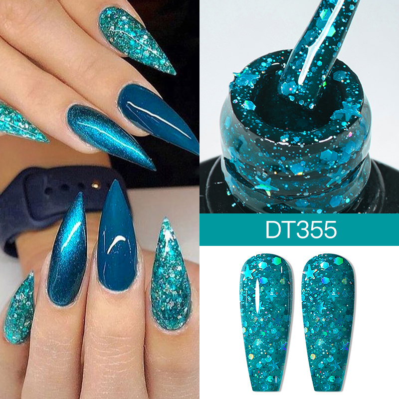 Teal Glitter Acrylic Nails