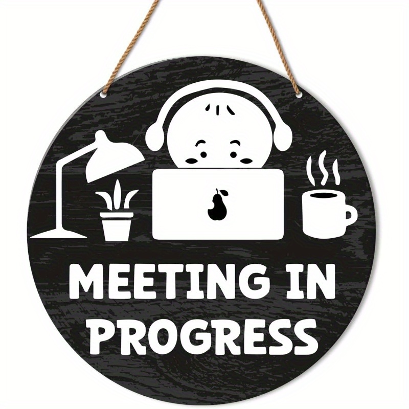 in a meeting sign sold on Temu United States
