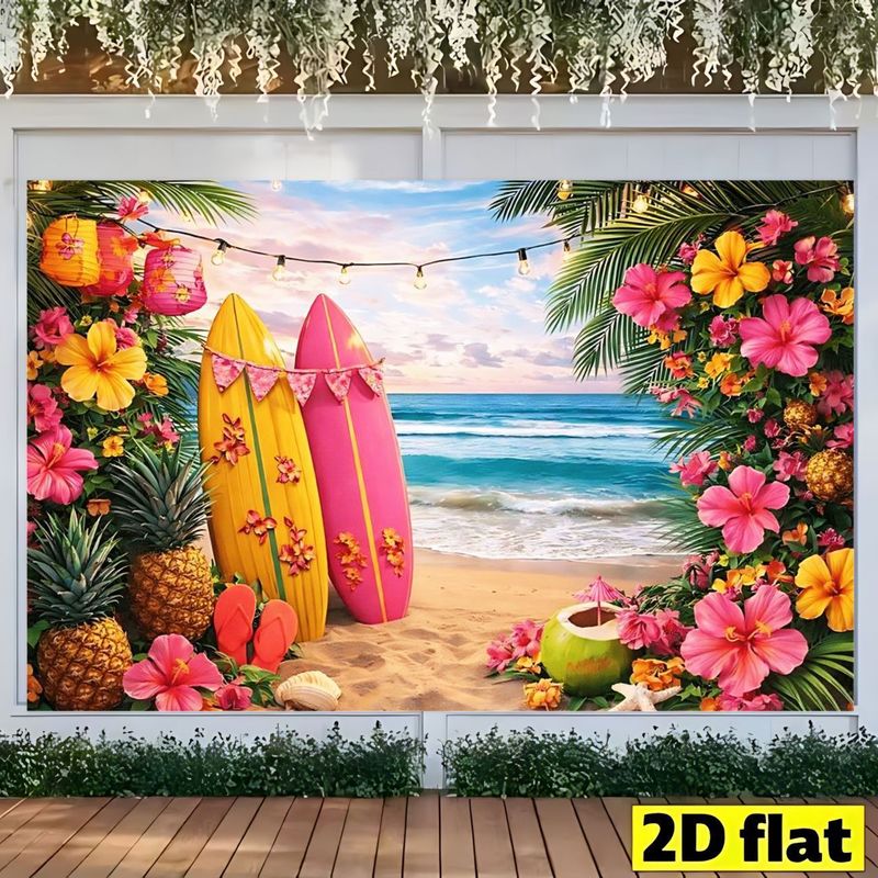 hawaiian party backdrop sold on Temu United States