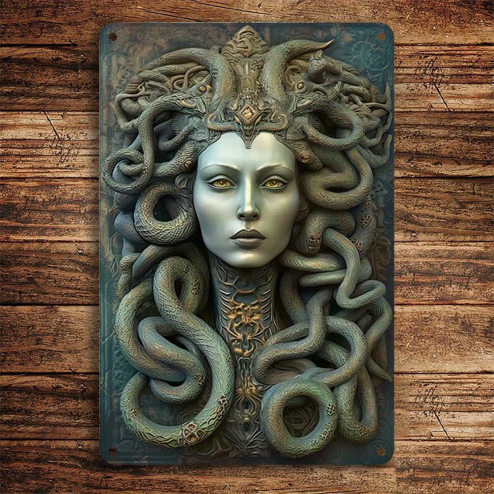 Art Deco Medusa Wood Wall Mural Intricate Snake - Temu