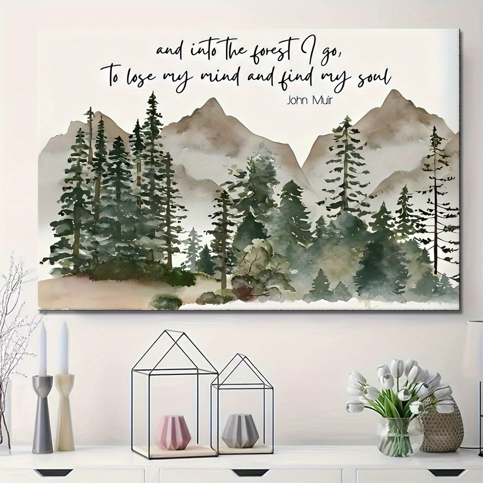 High quality Wooden Framed Forest Scenery Canvas Art Vibrant - Temu