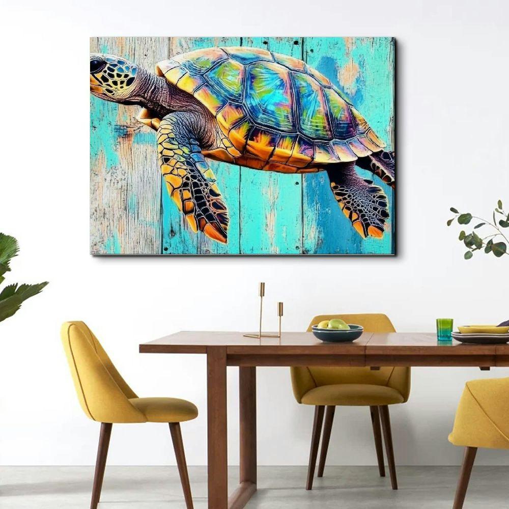 Lps Sea Turtle Bathroom Wall Decor Canvas Prints Life Teal - Temu