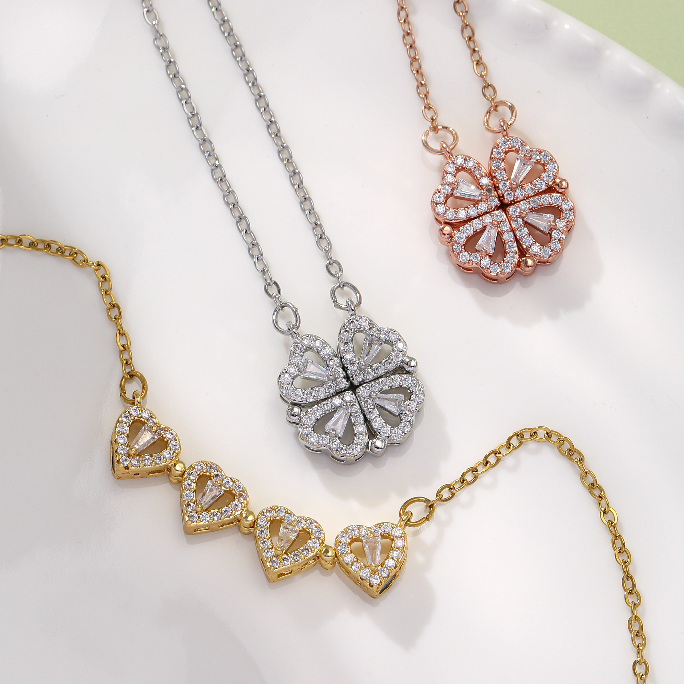Couple Necklace Couple's Heart-Shaped Birthstone And Diamond Accent ...