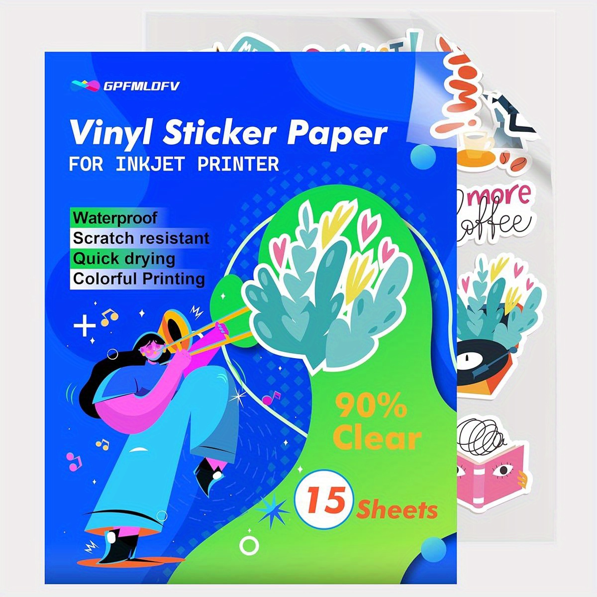 Waterproof Sticker Paper 20 Sheets Matte White - 8.5x11 Inch ...