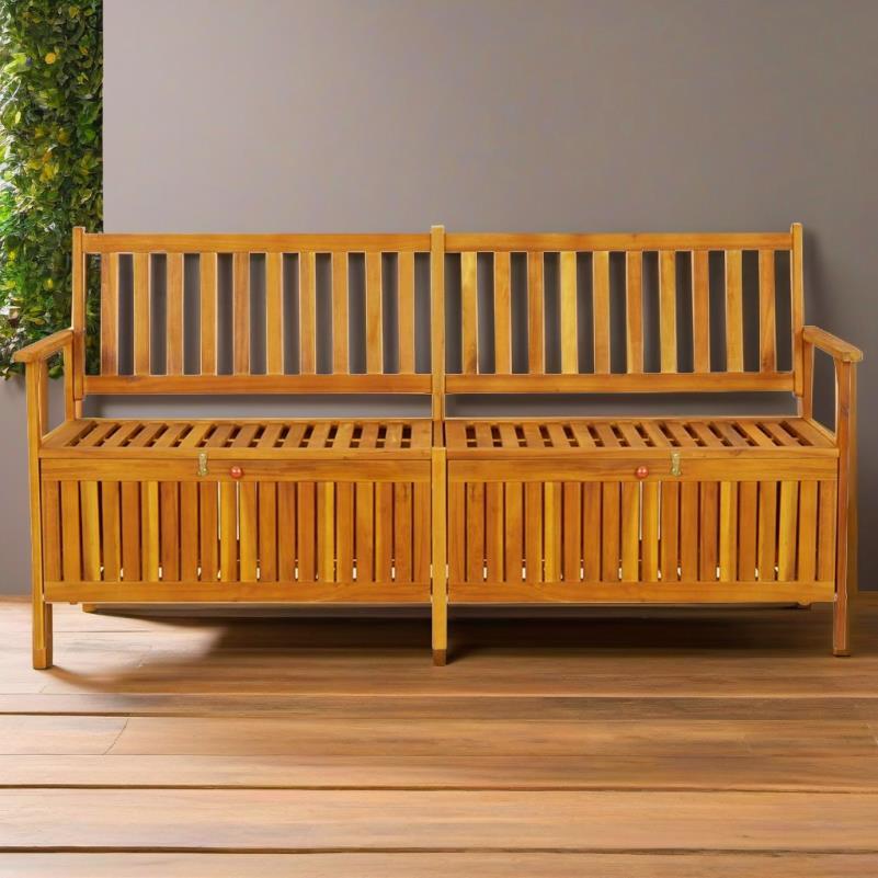 Acacia Wood Storage Bench Versatile Seating - Temu Canada