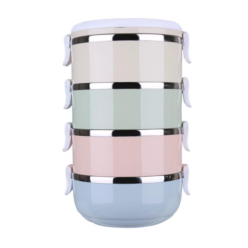 4 tier Stainless Steel Bento Bowl Set Stackable Portable - Temu