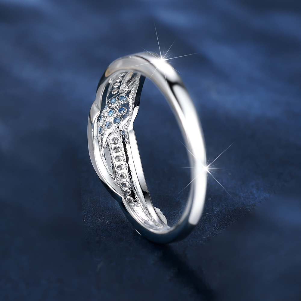 Elegant Leaf inspired Ring Synthetic Gemstones - Temu
