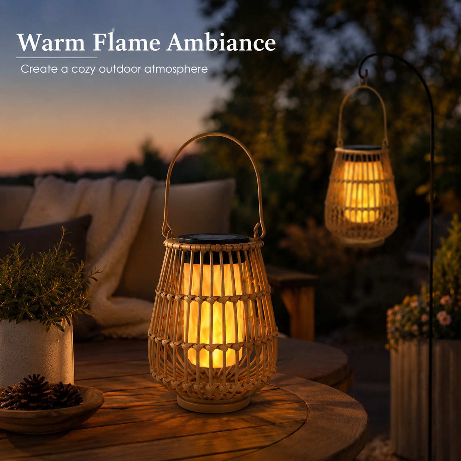 rattan solar lanterns sold on Temu United States