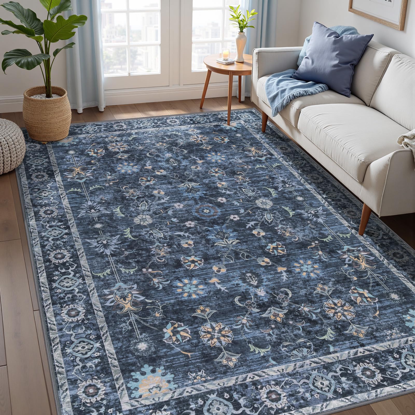 blue area rugs sold on Temu United States