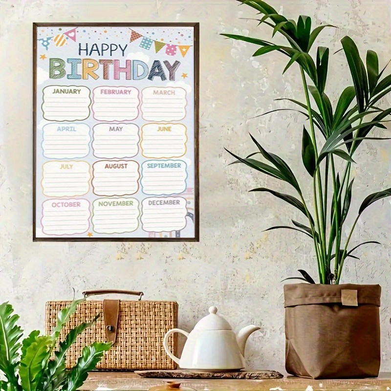 Laminated Calendar Classroom Birthday Chart Poster - Reusable Laminated ...