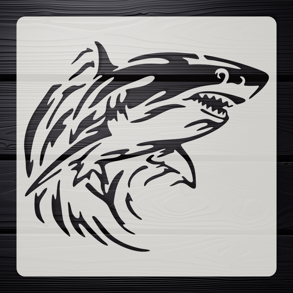 Stencil Squalo Poster Squalo Tatuaggio Sagoma Astratta Shark