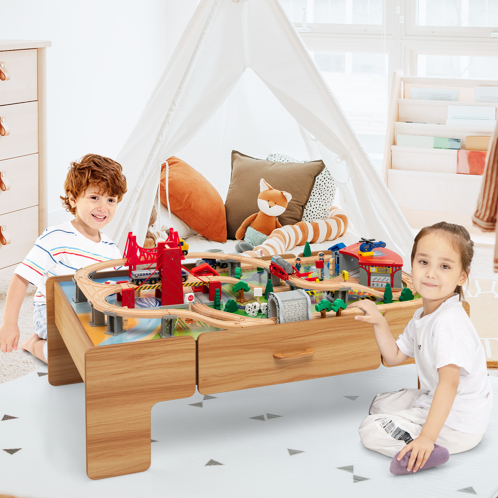 wooden train set sold on Temu United States