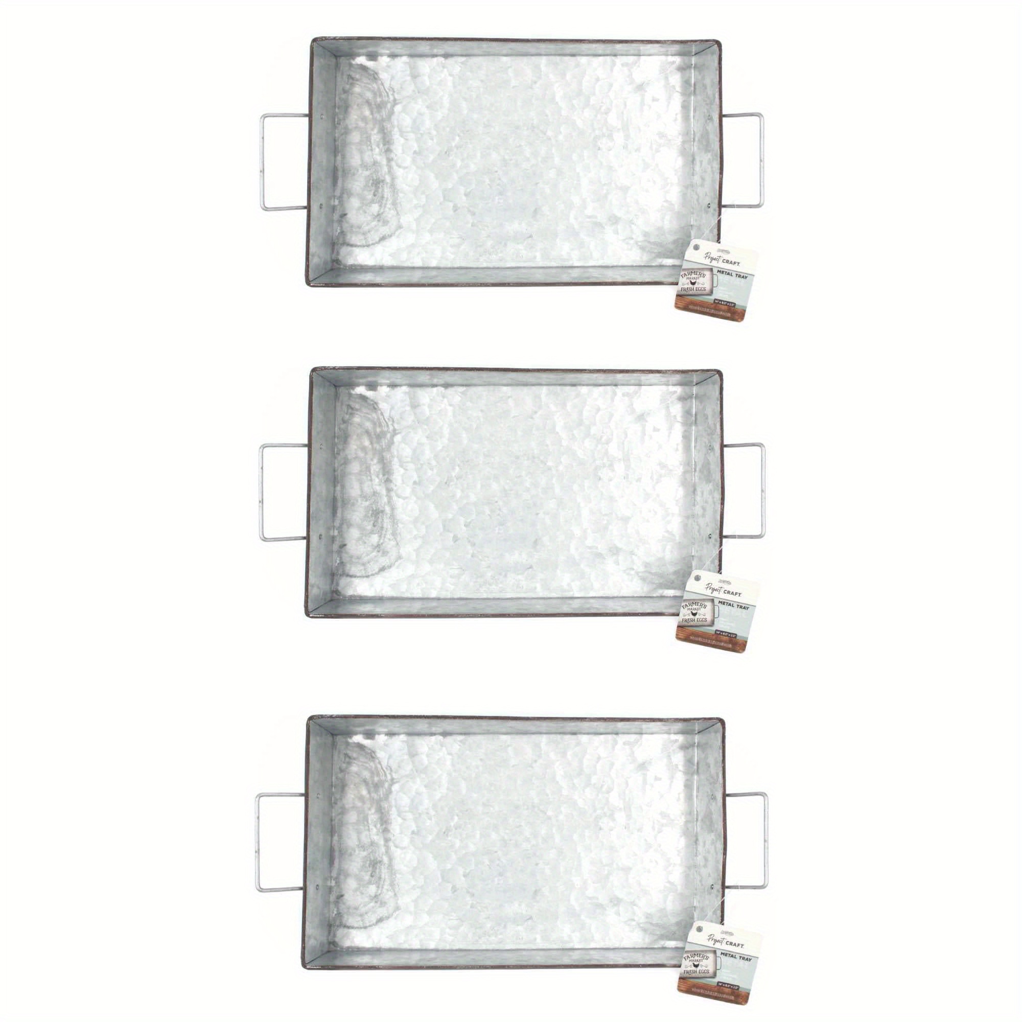 Silver Galvanized Metal Trays Rustic Home Decor Diy Projects - Temu