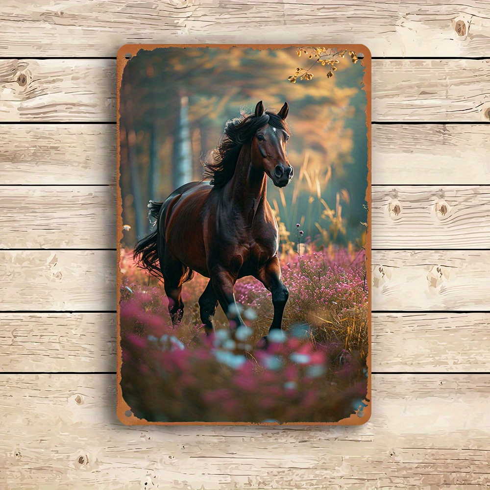 Vintage Horse Lavender Metal Tin Sign Aluminum Home - Temu