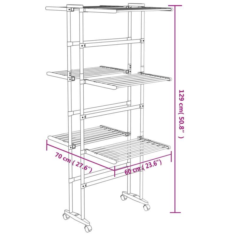Aluminum Three tier Rolling Laundry Drying Rack Wheels - Temu Canada