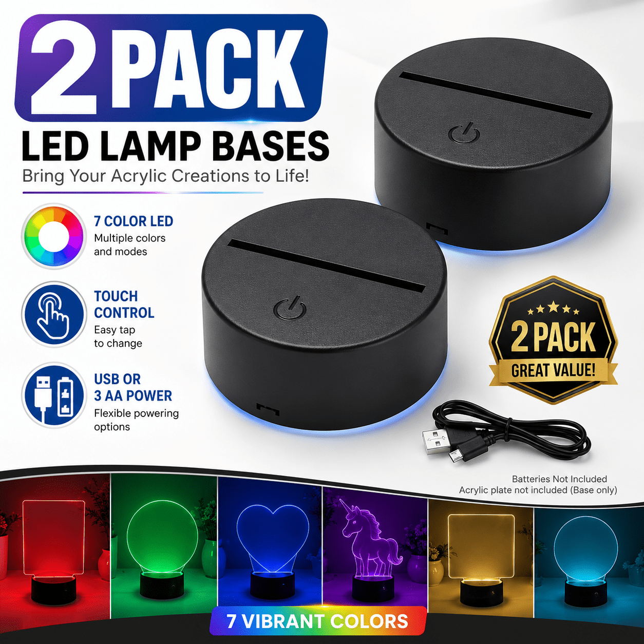 led light base for acrylic sold on Temu United States