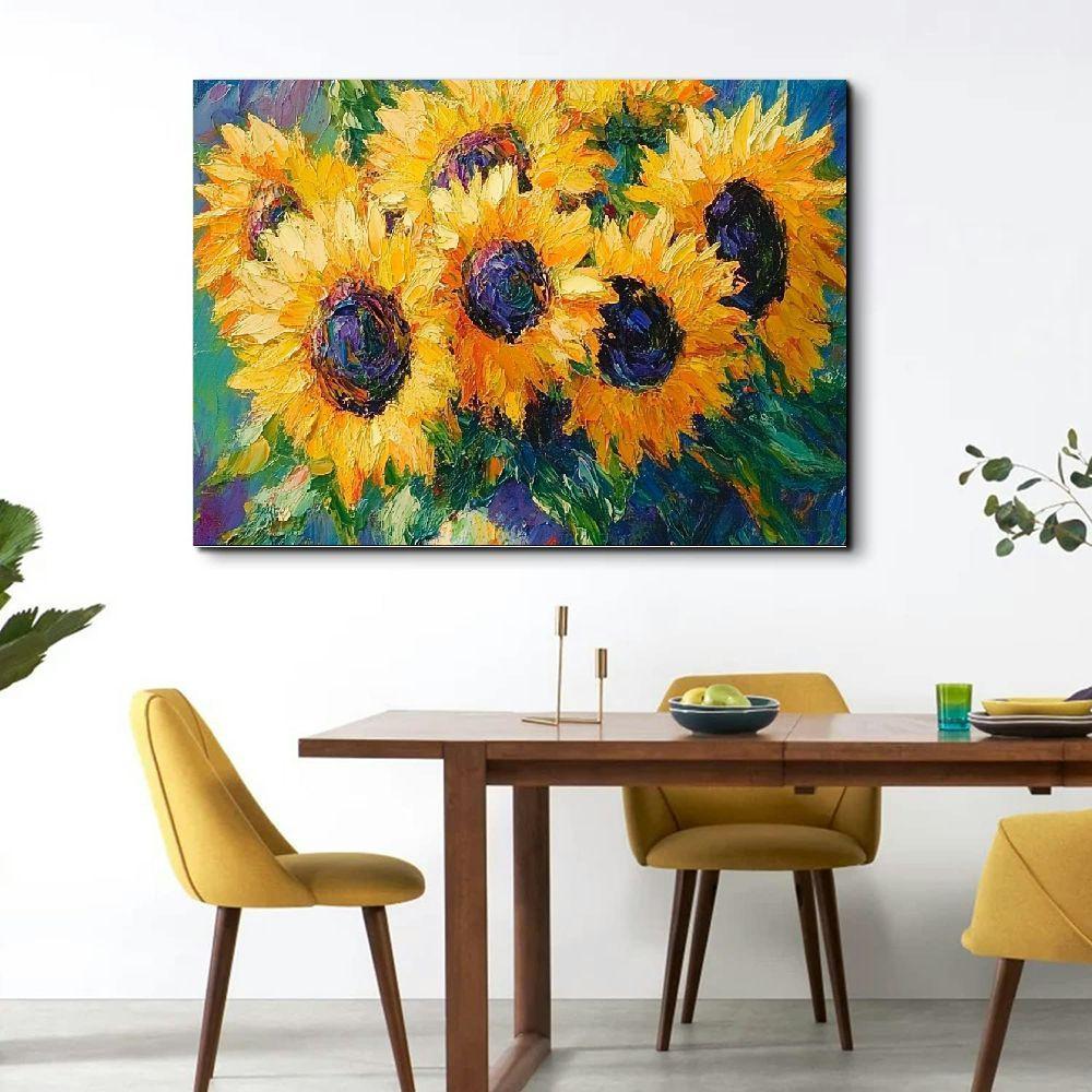 Elegant Nature Modern Sunflower Canvas Art Print 36x24 Inch - Temu