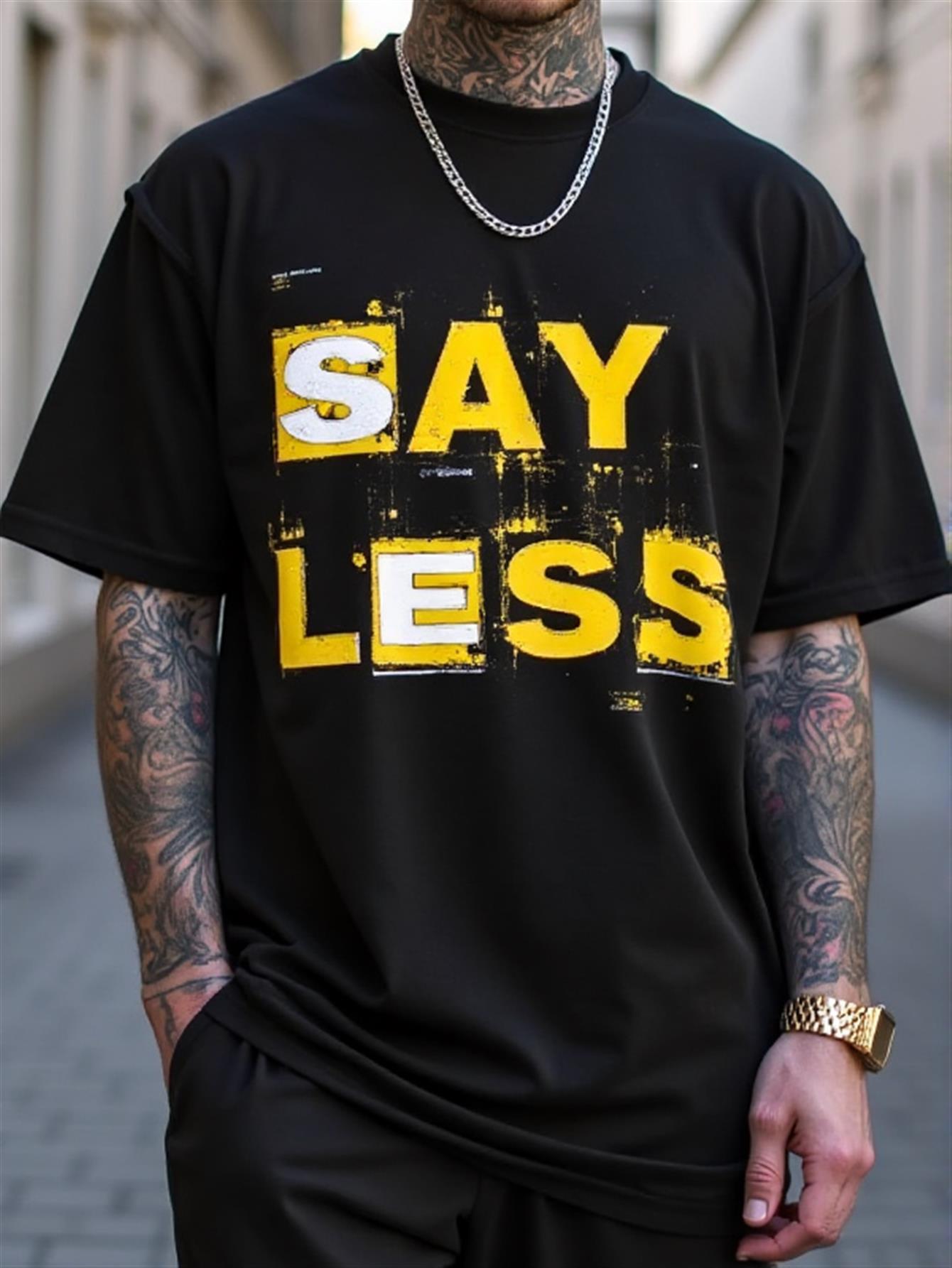 yellow and black graphic tee sold on Temu United States