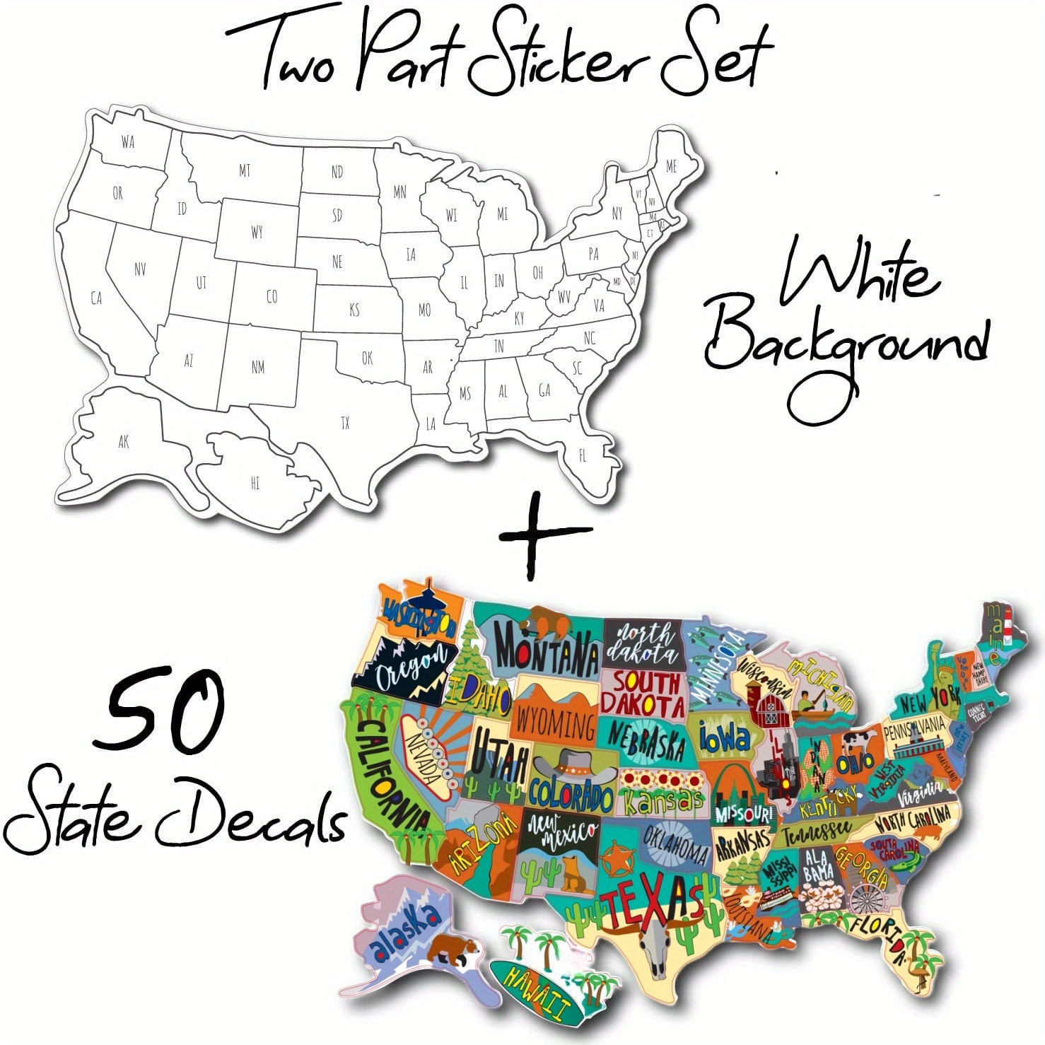 state stickers sold on Temu United States