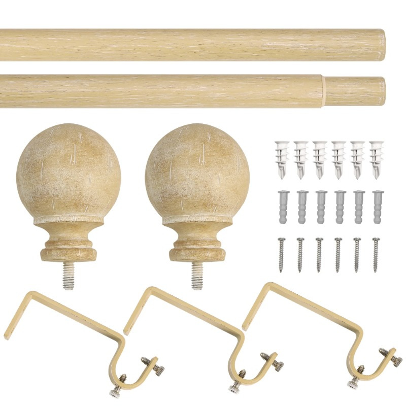 elegant wood ball curtain rod set diameter - Temu