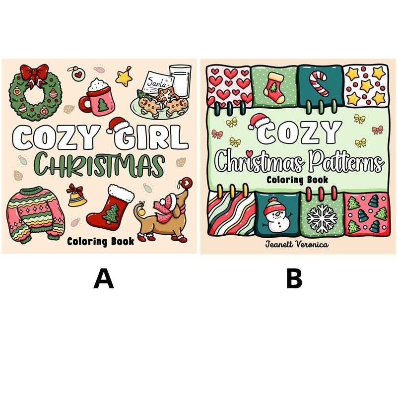 Cozy Christmas Coloring Book Adults Teens Mixed Color Paper - Temu