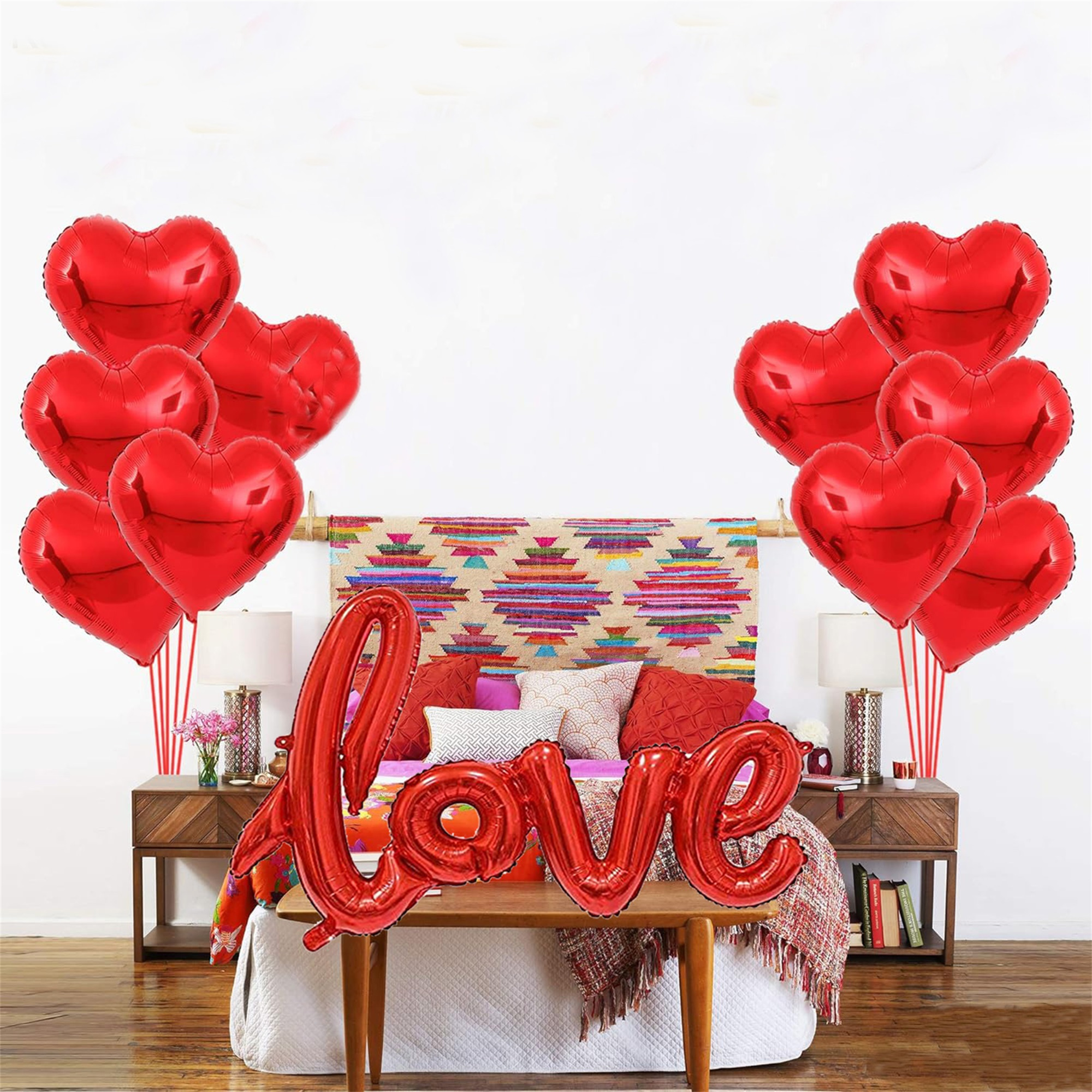 12pcs valentines day balloons set heart-shaped love balloons with ...