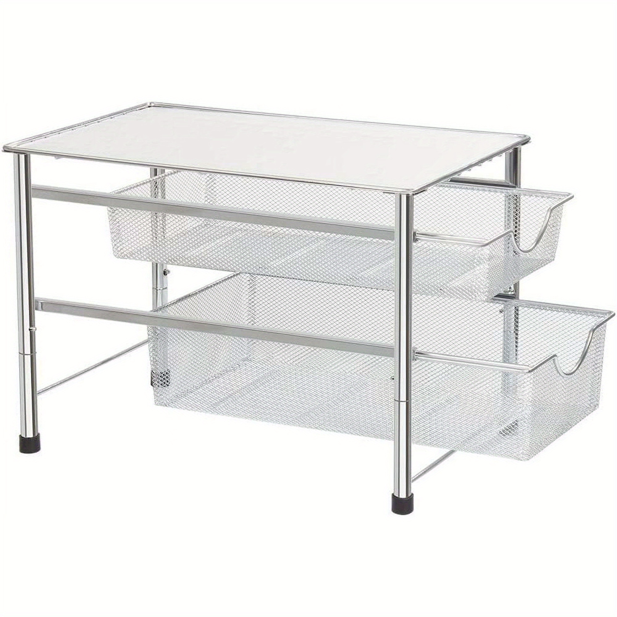 Space Saving 2 Tier Sliding Cabinet Organizer Drawers Easy - Temu
